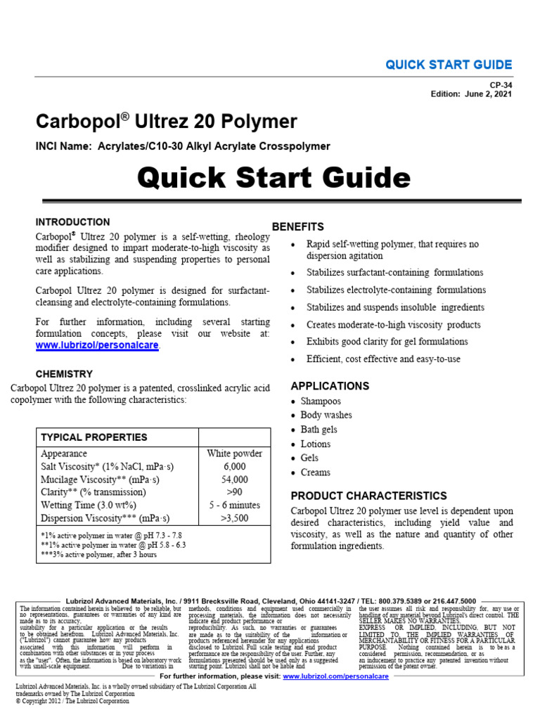 CP-Carbopol - TDS | PDF | Chemical Substances | Materials