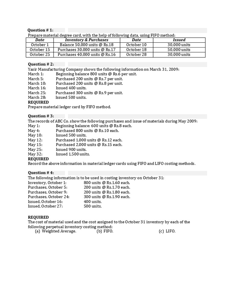 FIFO and LIFO Material Ledger Preparation | PDF | Home & Garden