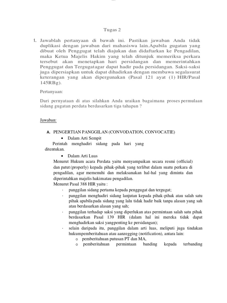 Tugas 2 HUKUM ACARA PERDATA | PDF