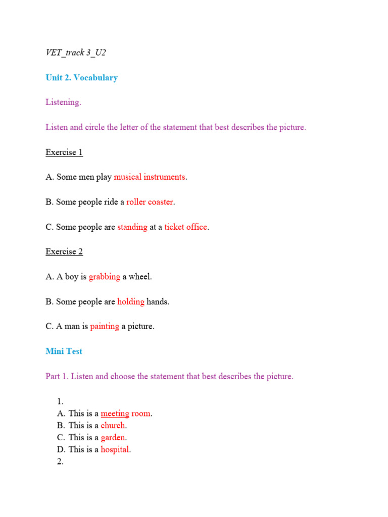VET Exercise Unit 2 | PDF