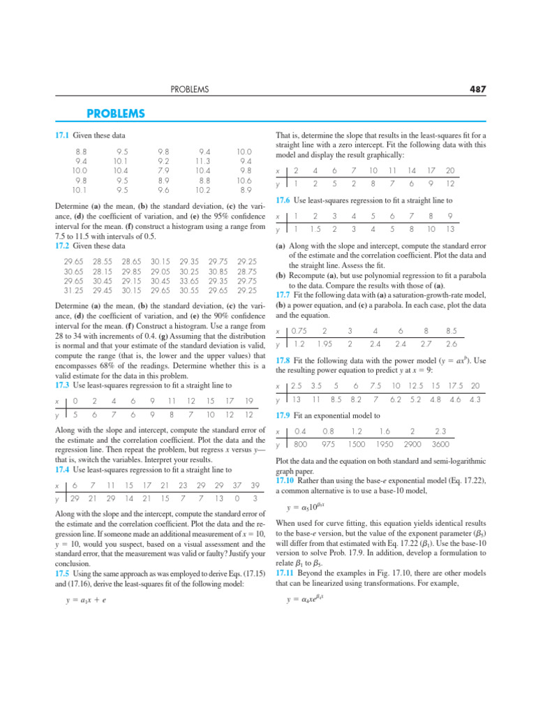 Ejercicios Minimos Cuadrados Chapra | PDF | Linear Regression | Least Squares