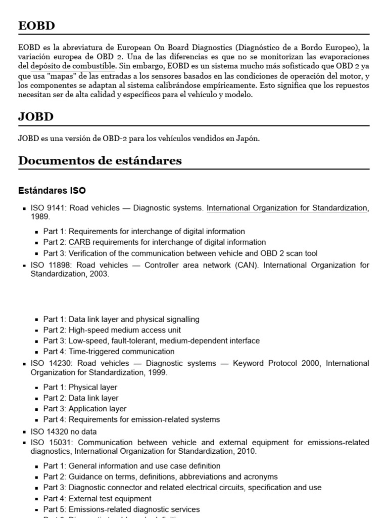 EOBD Standar Paraautomotores | PDF | Computing | Data Transmission