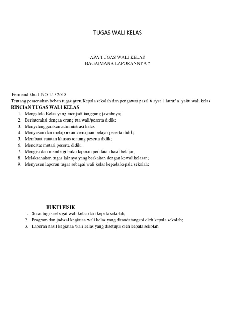 Laporan Wali Kelas | PDF