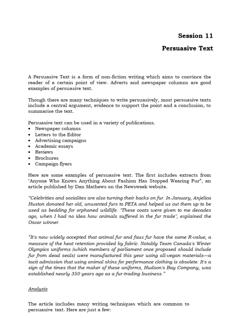 Session 11 - Persuasive Text | PDF | Marketing | Advertising