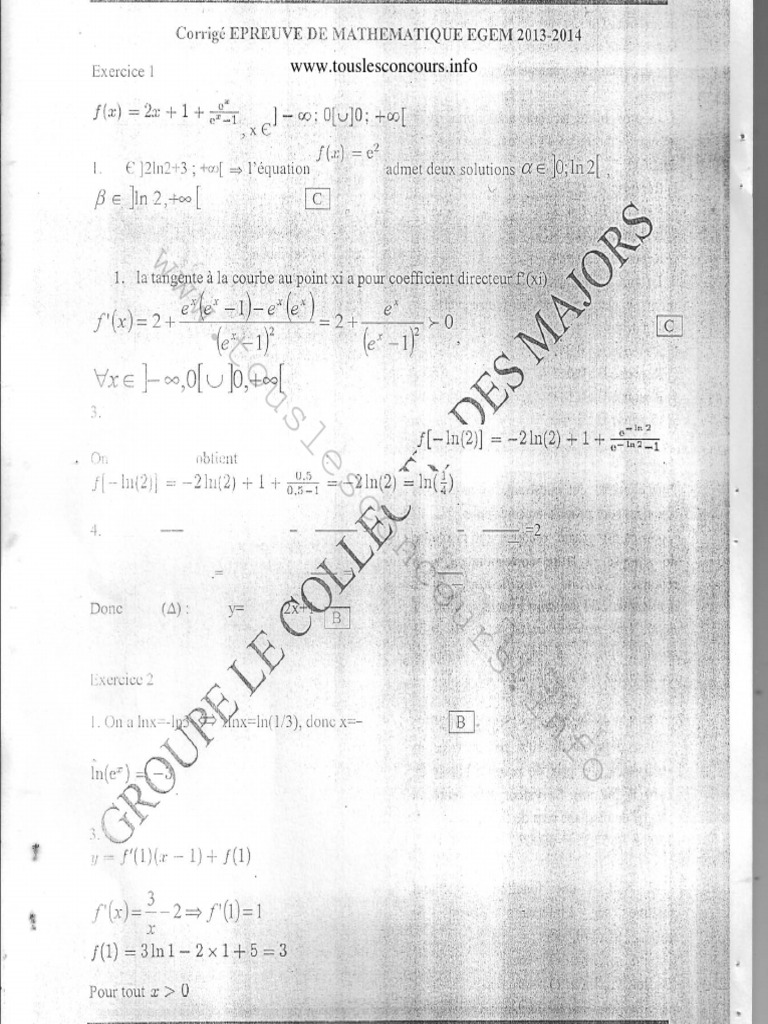 Corrige Math Egem 2013 | PDF