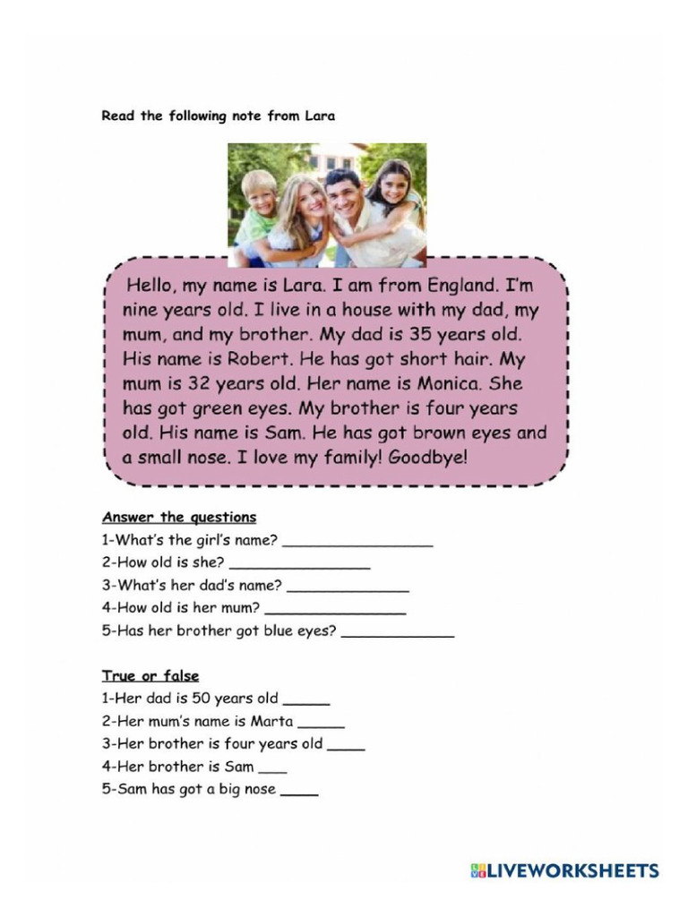 My Life Interactive Activity | PDF