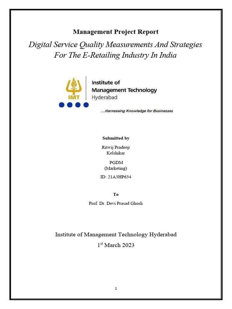 Management Project Final Report | PDF | Customer Satisfaction | Online Shopping