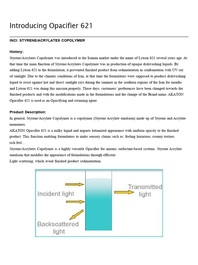 Opacifier 621 - Tds | PDF | Copolymer | Liquids