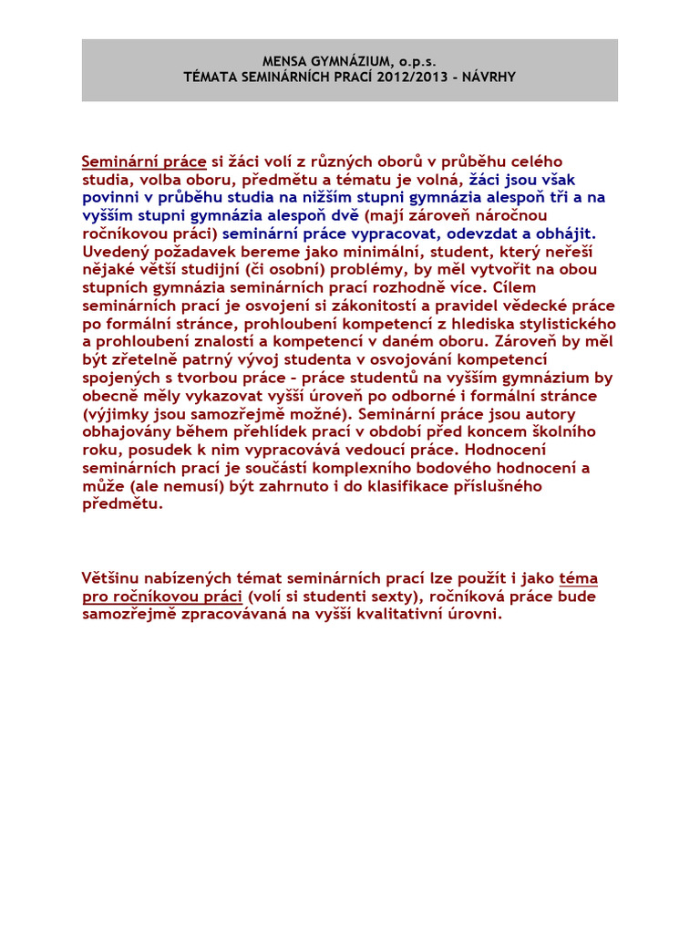 Seminarni Prace 2012-13 | PDF