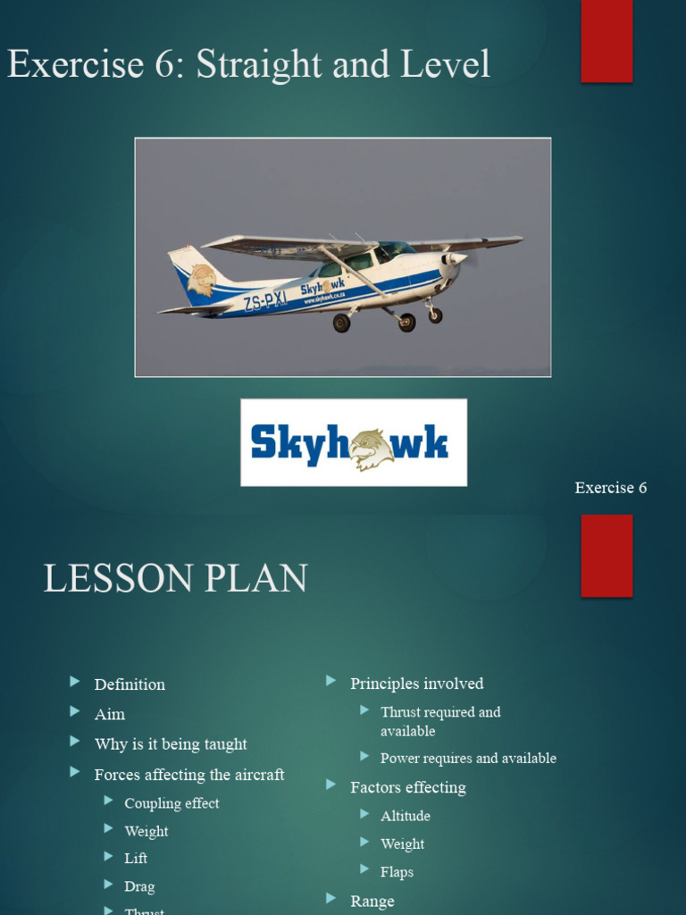 Straight and Level Flight Lesson Plan | PDF | Drag (Physics) | Aircraft