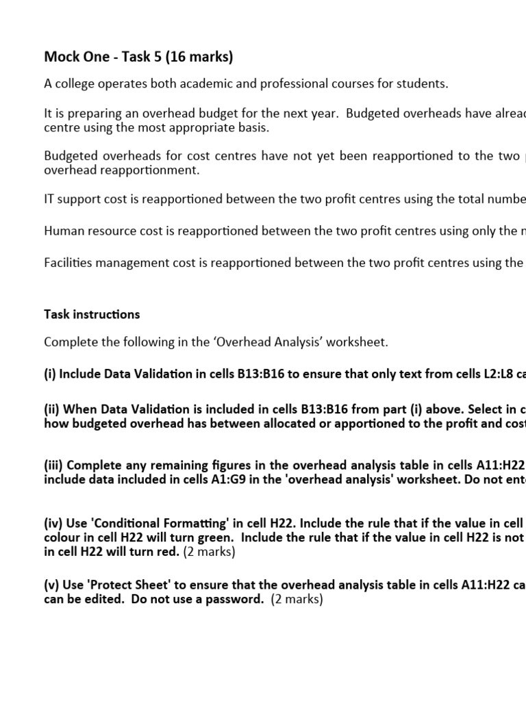 Acorn Q2022 AAT L3 ManagementAccountingTechniques MockExamOne Task5&6 TaskActivitiesAndSolutions ...