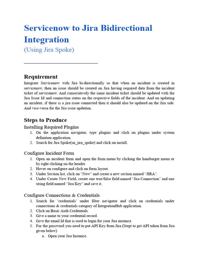 Servicenow-Jira Bidirectional Integration Guide | PDF | Computing | Software
