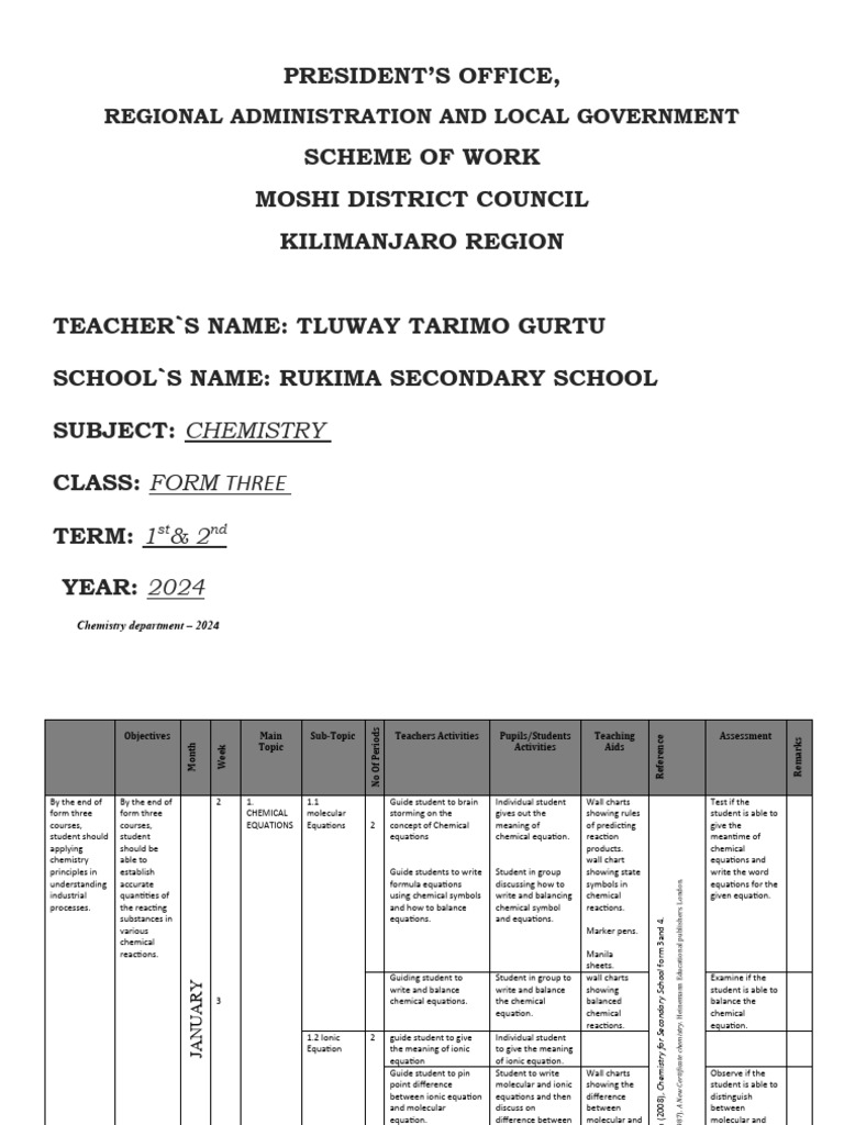 Chemistry Form Three | PDF | Salt (Chemistry) | Mole (Unit)