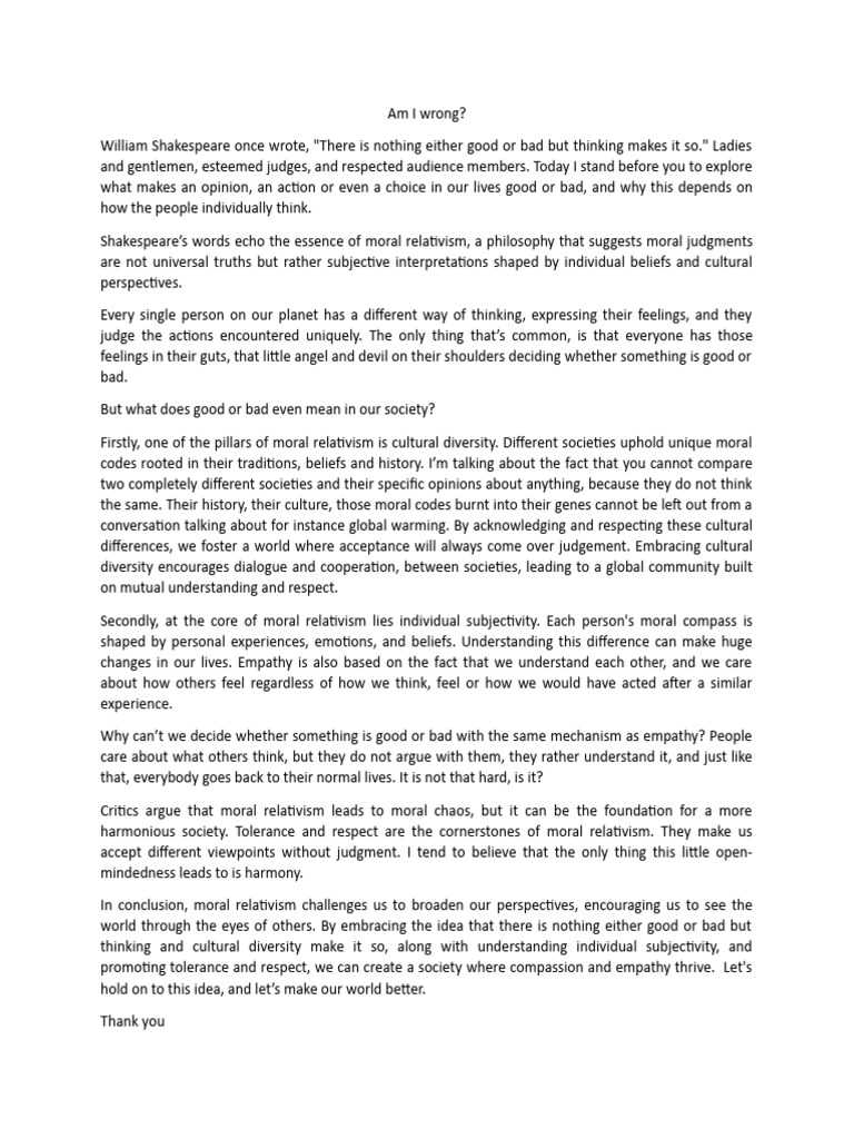 Am I Wrong Pdf Relativism Morality