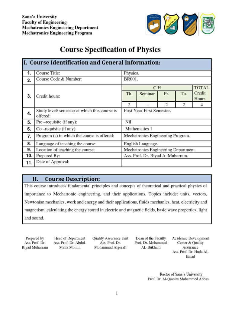 BR001 Course Specification of Physics | PDF | Electromagnetic Induction ...