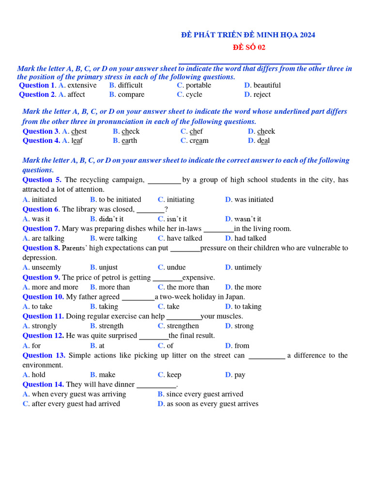 English Exam Practice Test 2024 | PDF | Closed Circuit Television | Train