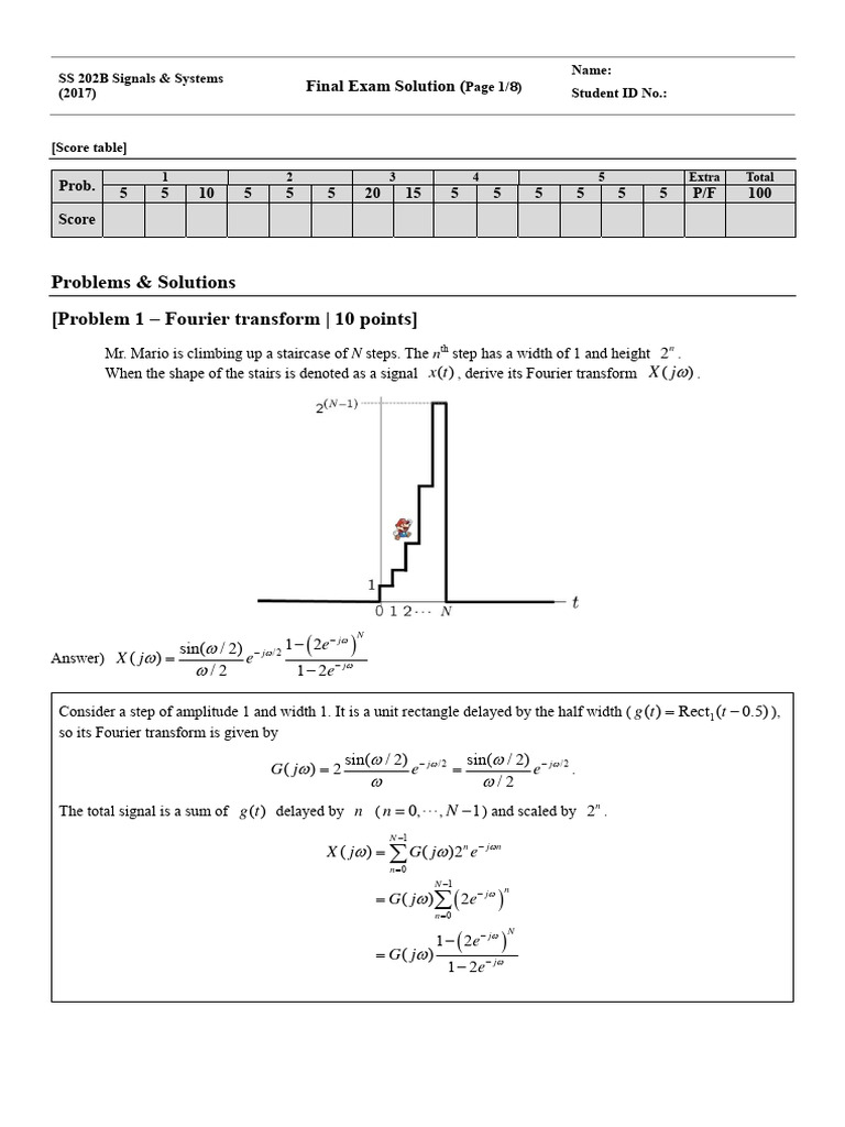 SS202B 2017final Sol | PDF | Sampling (Signal Processing) | Fourier Transform