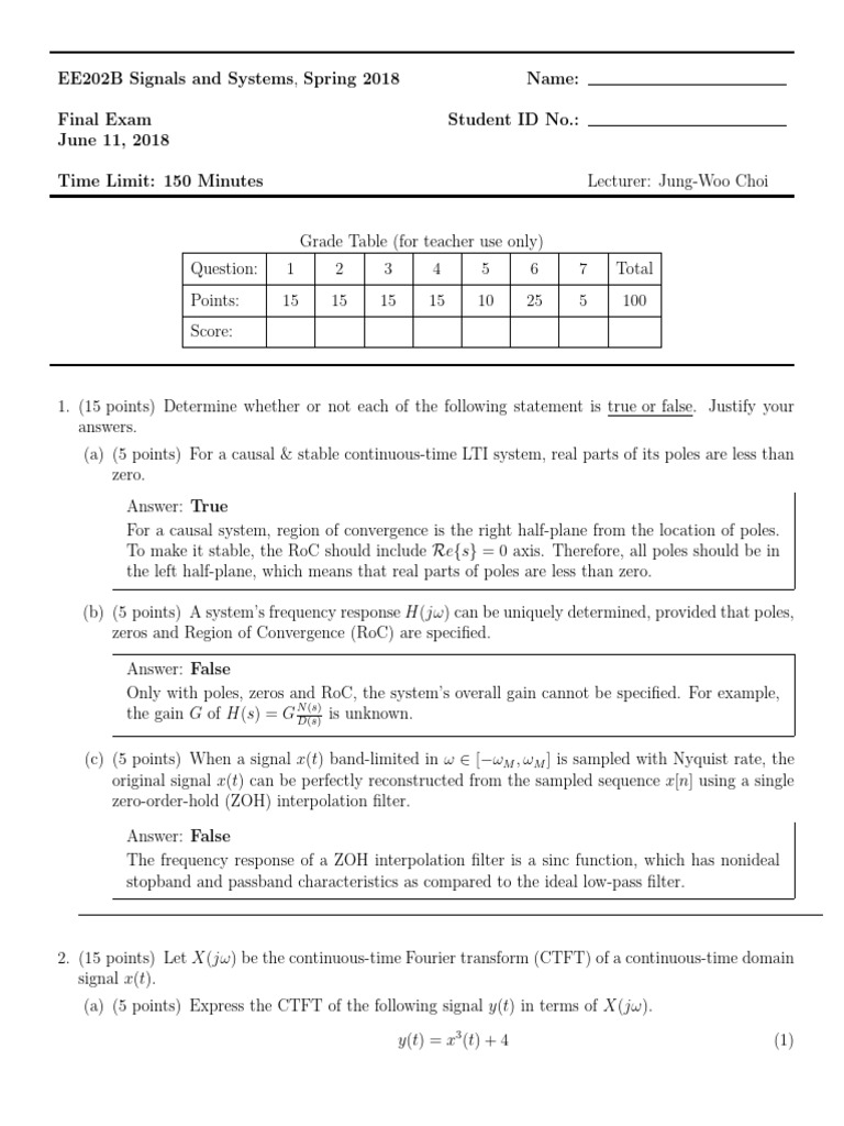 SS202B 2018final Sol | Download Free PDF | Sampling (Signal Processing) | Control Theory