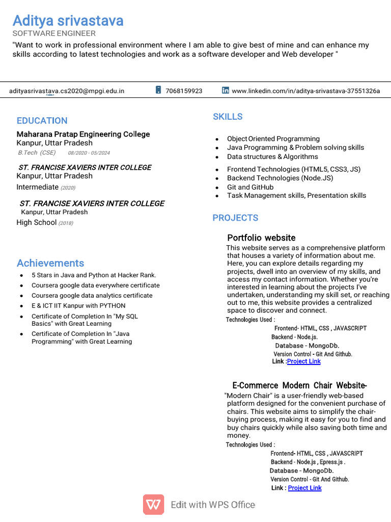 Aditya Srivastava Resume | PDF | Web Application | Computing