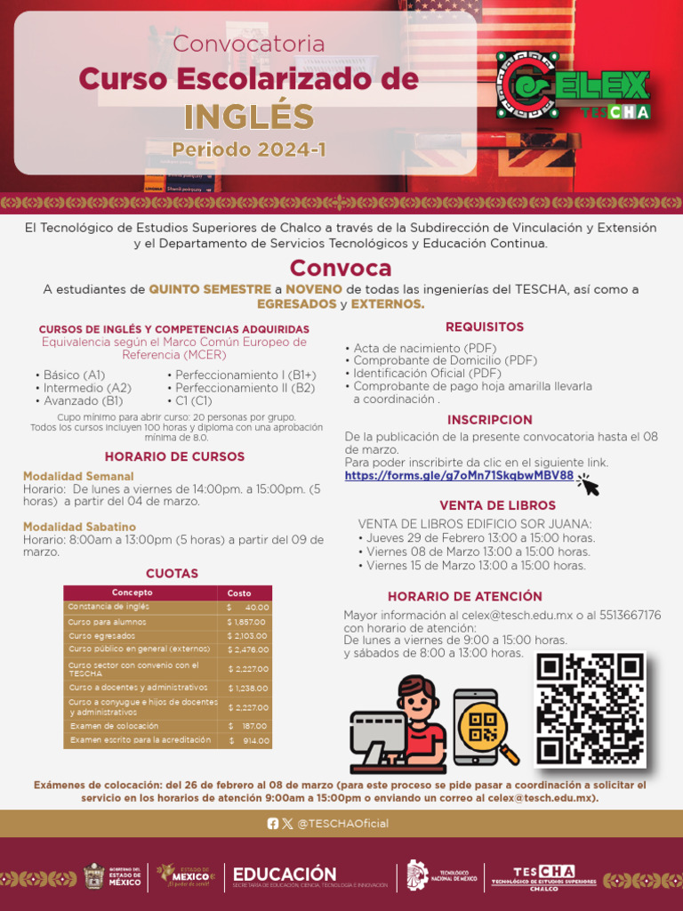 Curso Escolarizado de Inglés 2024-1 | PDF