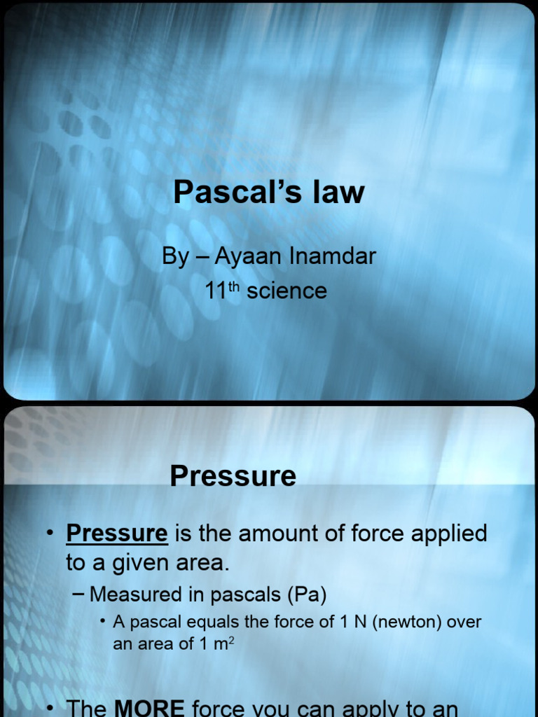 Ayaan Inamdar XI-Science Physics | PDF | Pascal (Unit) | Pressure