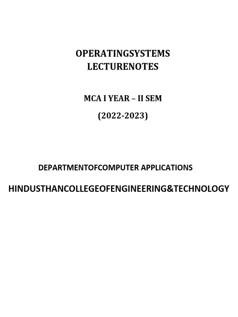 OPERATING SYSTEMS NOTES | PDF | Process (Computing) | Operating System OPERATING SYSTEMS NOTES | PDF | Process (Computing) | Operating System