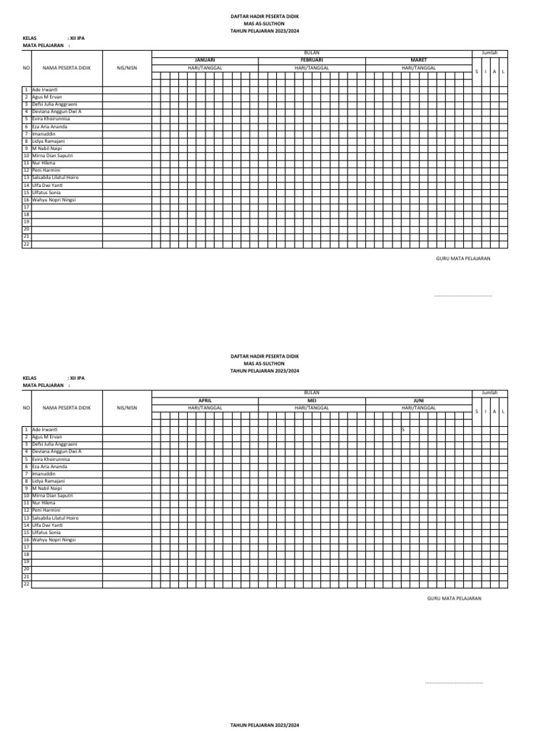 Absen Guru SMP | PDF