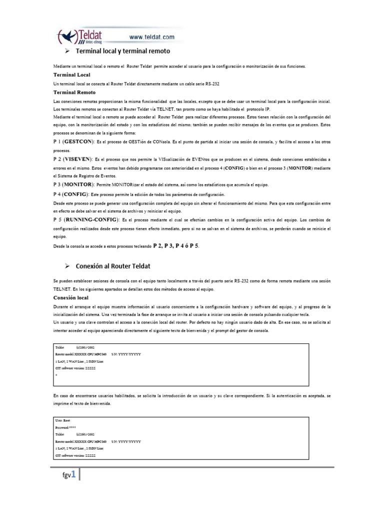 Comandos Utilizables Teldat | PDF | Interfaz de línea de comando | Terminal de computadora