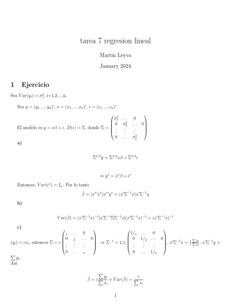 Tarea 7 Regresion Lineal | PDF | Inferencia estadística | Análisis estadístico