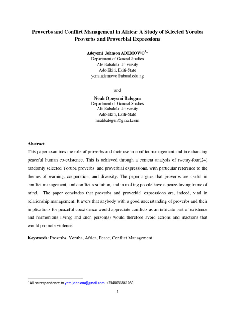 Proverbs and Conflict Management | Download Free PDF | Proverb | Truth