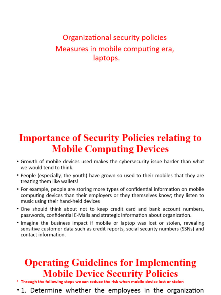 Organizational Security Policies Measures in Mobile Computing Era ...