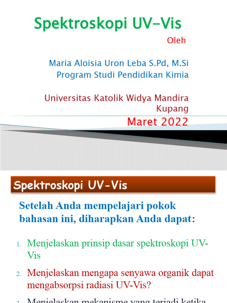Prinsip Kerja Spektroskopi UV-Vis | PDF