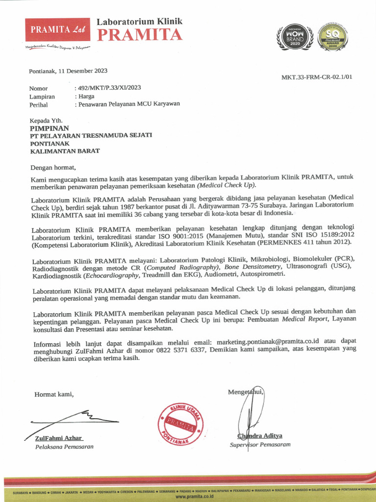 Mcu Lab Pramita Pontianak | PDF