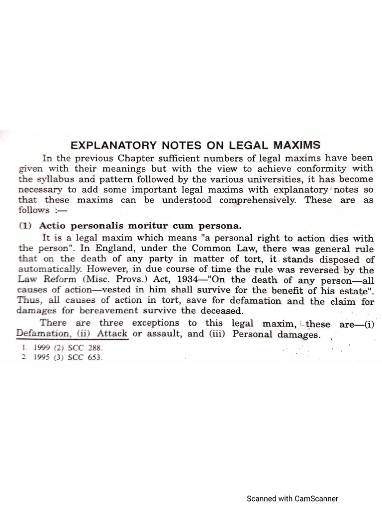 Legal Maxims With Explanations | PDF