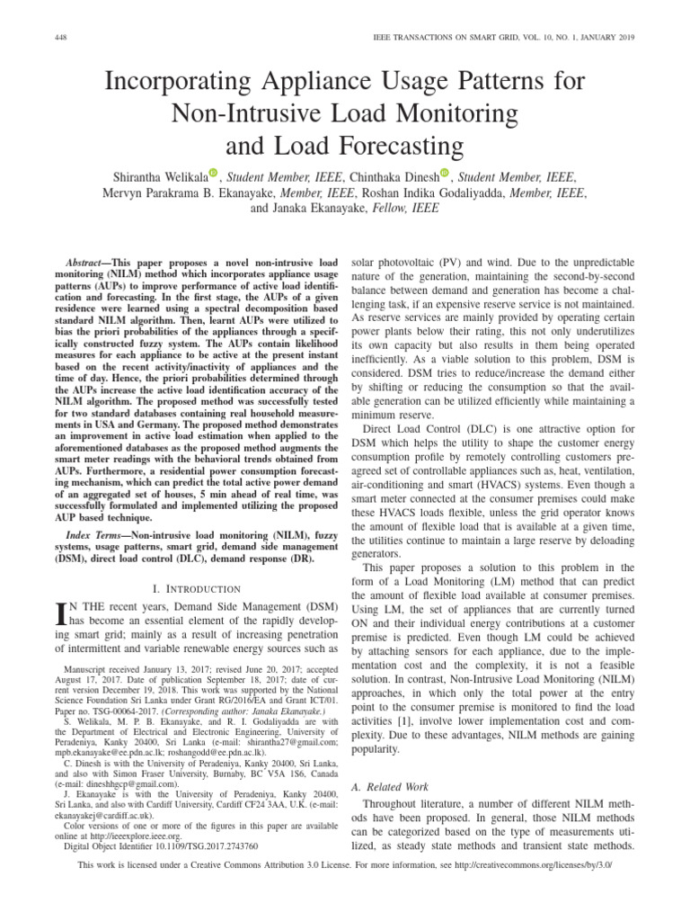 Incorporating Appliance Usage Patterns For Non-Intrusive Load Monitoring and Load Forecasting ...