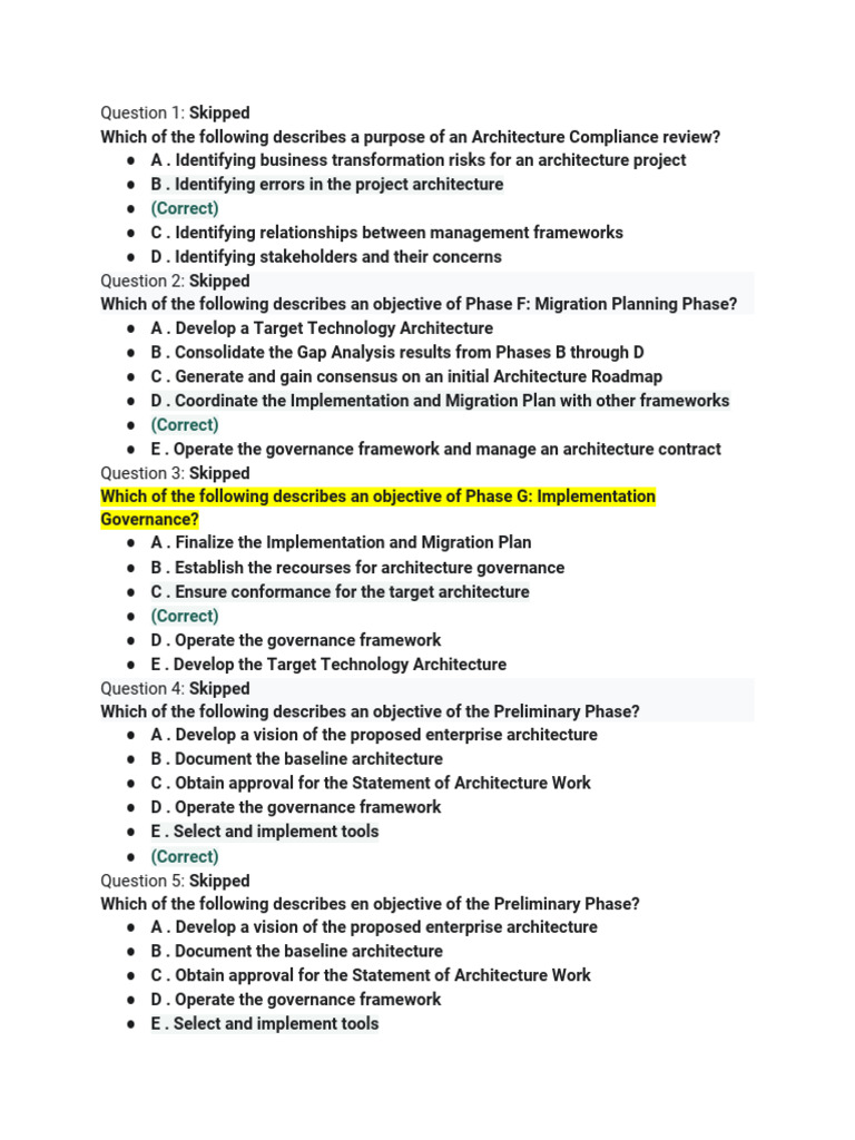 New TOGAF 9 Practical Exam #4 | PDF | Enterprise Architecture | Information Technology Management