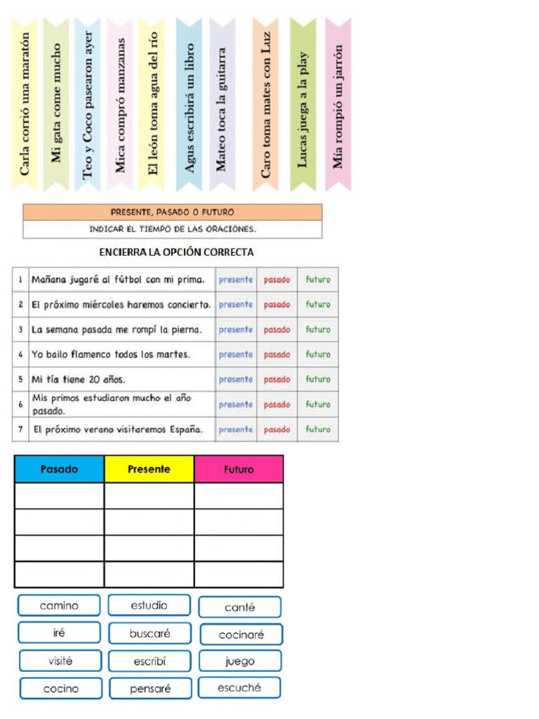 Actividad de Verbos Tercer Grado | PDF