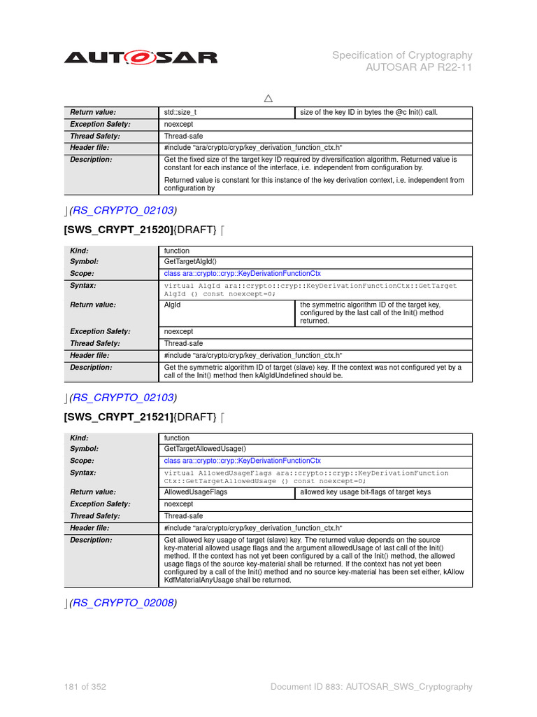 AUTOSAR SWS Cryptography Pages 4 | PDF | Parameter (Computer Programming) | Scope (Computer Science)