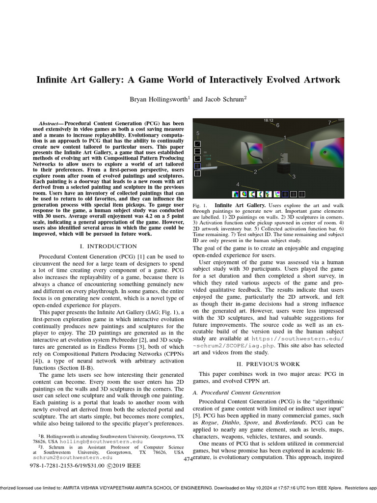Evolving Art in Infinite Art Gallery Game | PDF | Artificial Neural ...