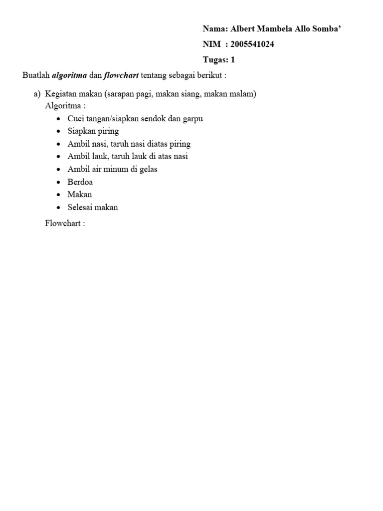 Algoritma Dan Flowchart Kegiatan Sehari-Hari | PDF