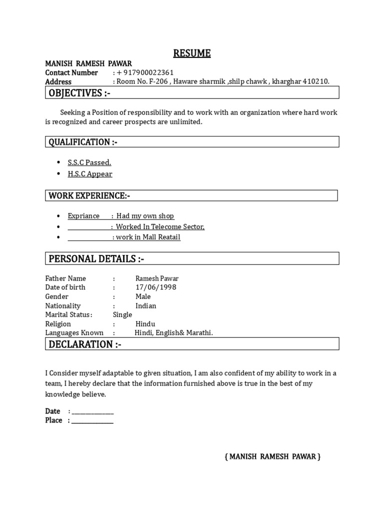Manish Pawar Resume | PDF Manish Pawar Resume | PDF