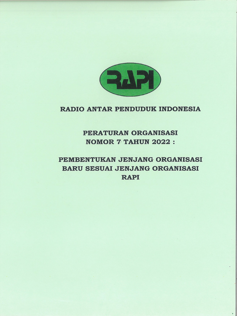 PO RAPI No. 07 Tahun 2022 Tentang Pembentukan Jenjang Organisai Baru ...