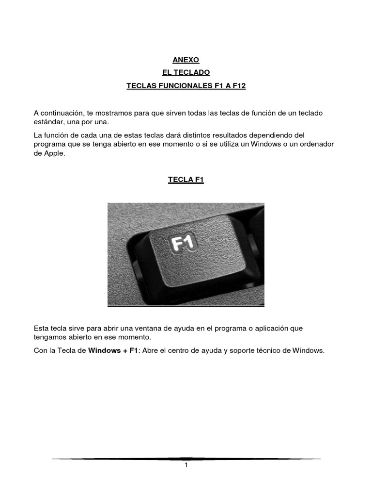 Funciones de Teclas F1 a F12 | PDF | Microsoft Word | Ventana (informática)