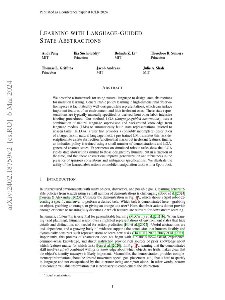 L L - G S A: Earning With Anguage Uided Tate Bstractions | PDF | Abstraction | Learning