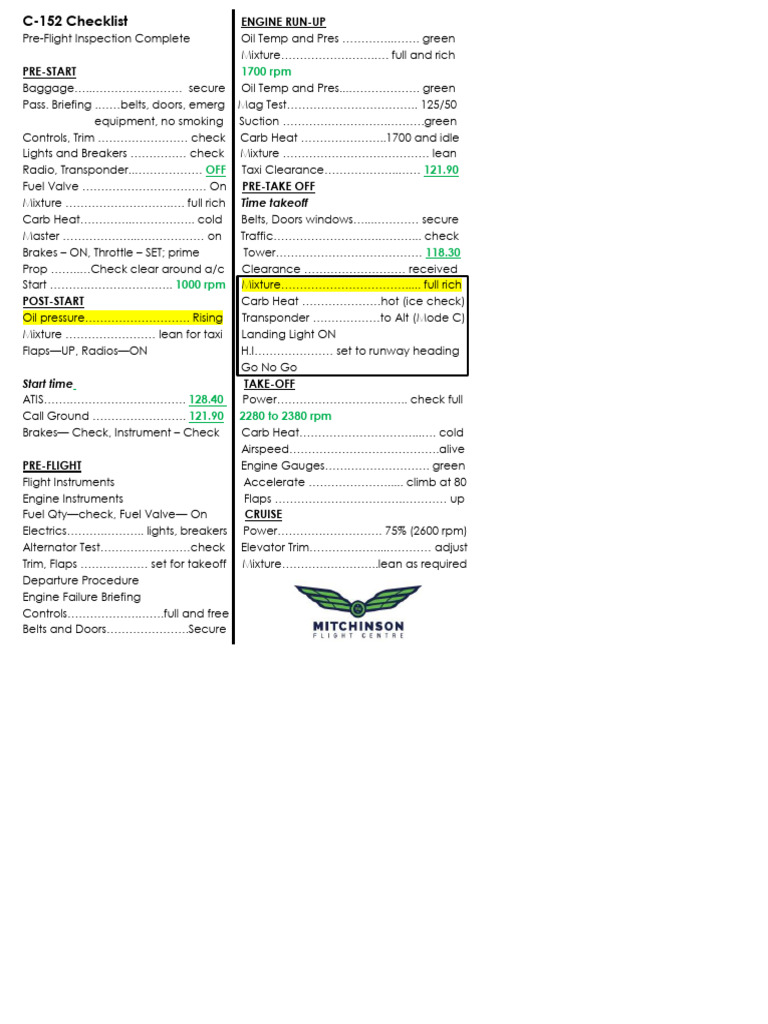 A. C152 Checklist | PDF