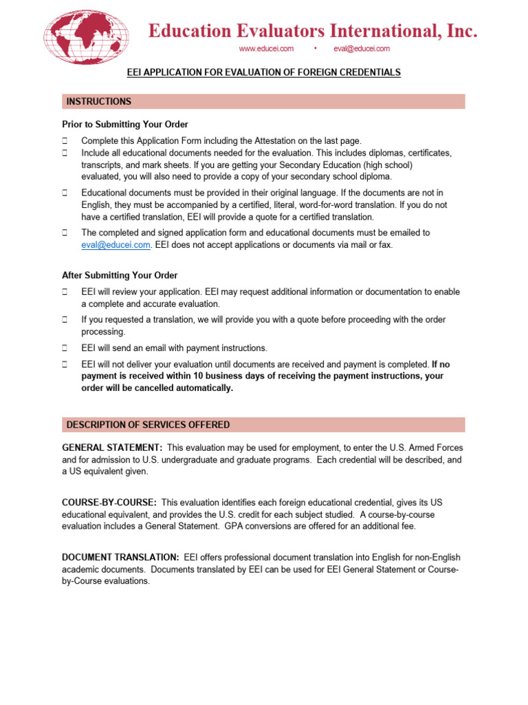 EEI Application Form - V3 | PDF | Evaluation | Credential