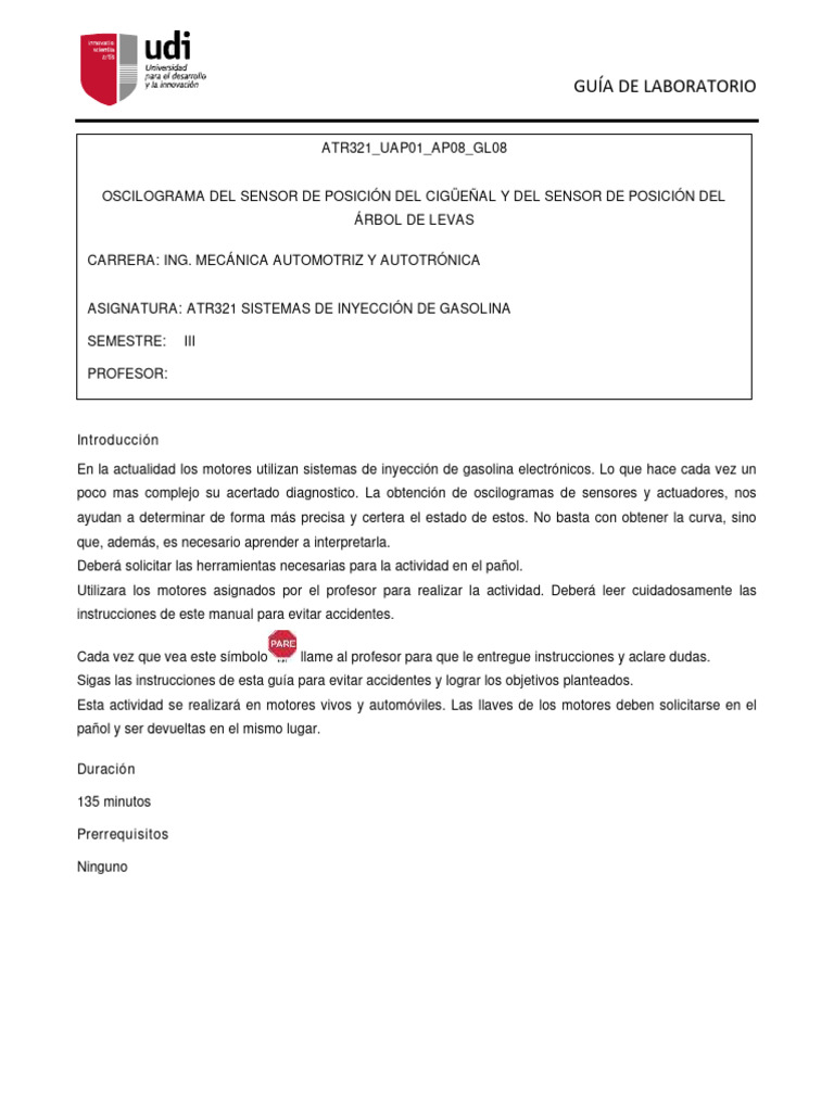 Atr321 - Uap01 - Ap08 - GL08 Oscilogr D Sensor CKP y CMP | PDF | Sensor | Distribuidor