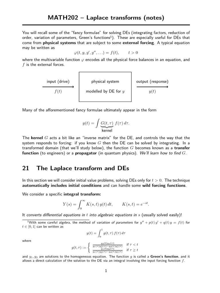 Math 202 LT | PDF | Laplace Transform | Equations