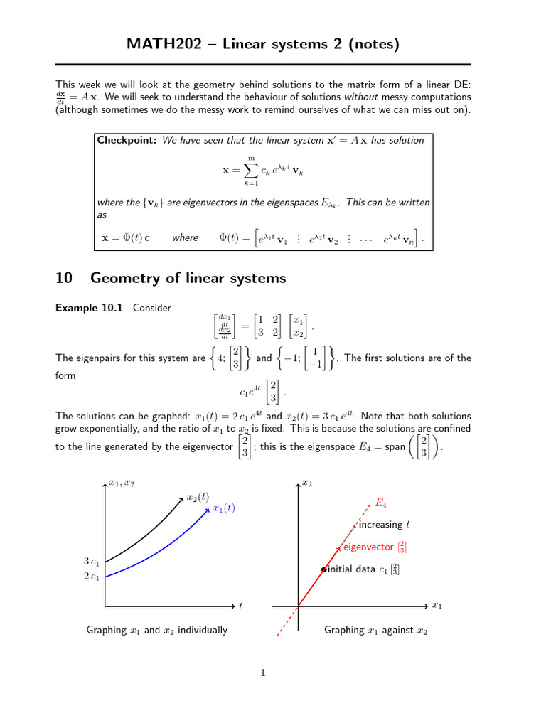 Math 202 Linear Systems 2 | PDF | Eigenvalues And Eigenvectors | Stability Theory
