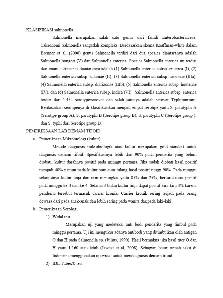 KLASIFIKASI Salmonella | PDF | Kesehatan Holistik | Sains & Matematika